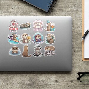 Set of 12 Sea Otter Stickers - 2" Die Cut Otters Sticker Pack - Cute ...