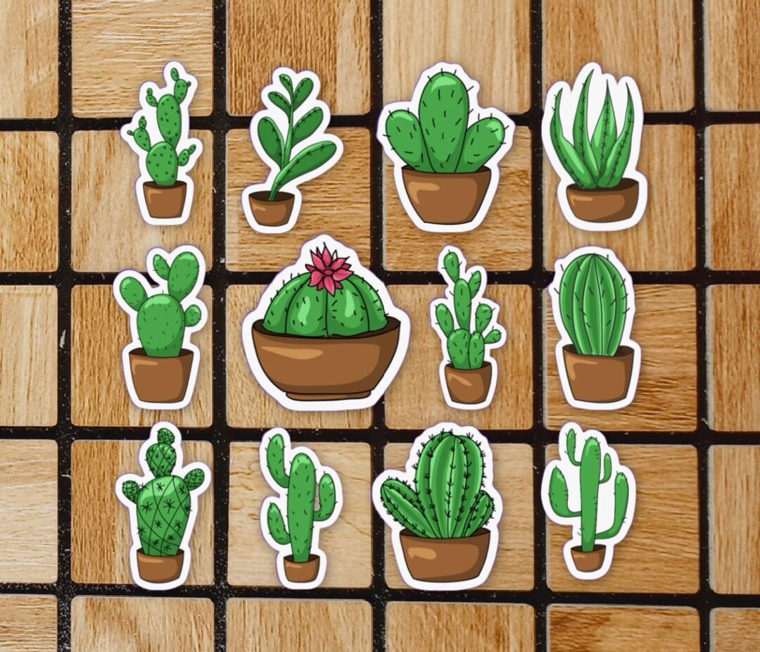 Set of 12 Cactus Stickers Approx 2" on Longest Side Cactus Gift for ...