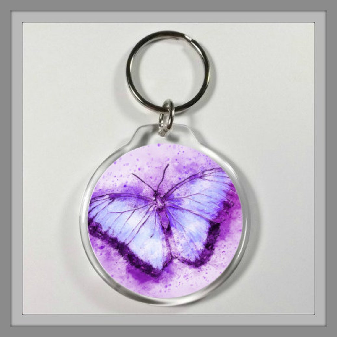 Purple Butterfly Keychain Made of Clear Acrylic Purple - Etsy