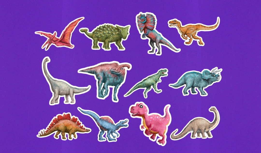 Dinosaur Stickers Pack of 12 Mini Stickers 2 on Their Longest Side ...
