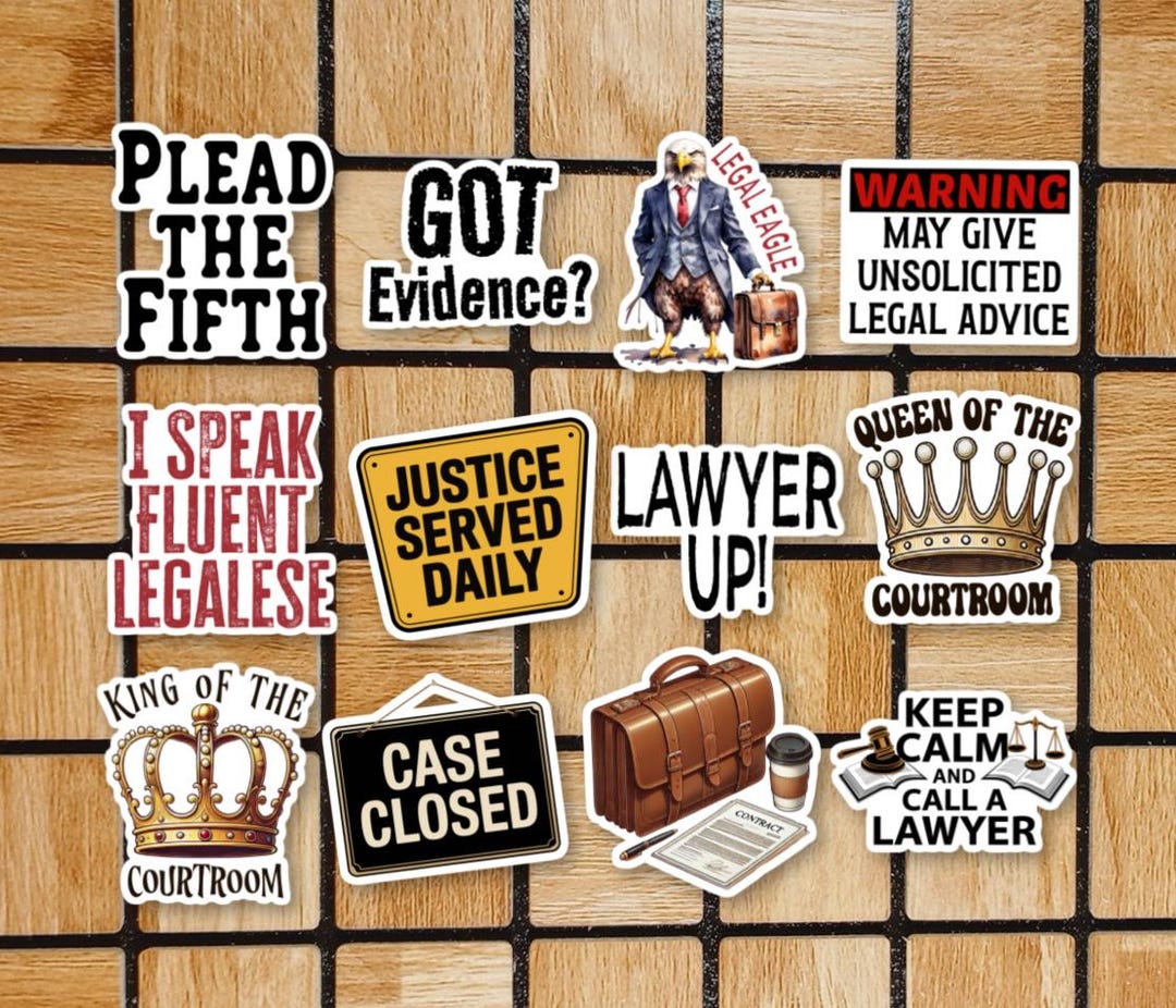 Set of 12 Funny Lawyer Stickers - Assorted 2" Die Cut Sticker Pack ...