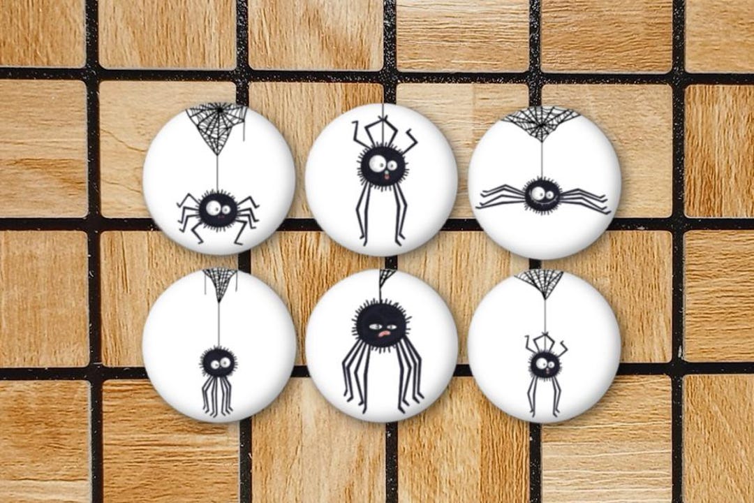 Set of 6 Cute Spider Magnets or Spider Pins Pinback Buttons 1.25" Size ...