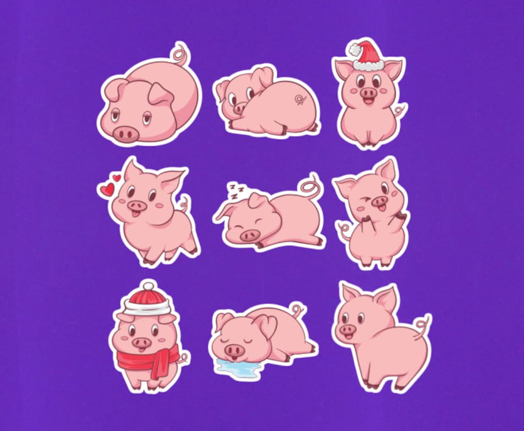 Set of 9 Pig Stickers Pack 2 Size Pig Gifts for Pig - Etsy