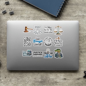Set of 12 Funny Lawyer Stickers - Assorted 2" Die Cut Sticker Pack ...