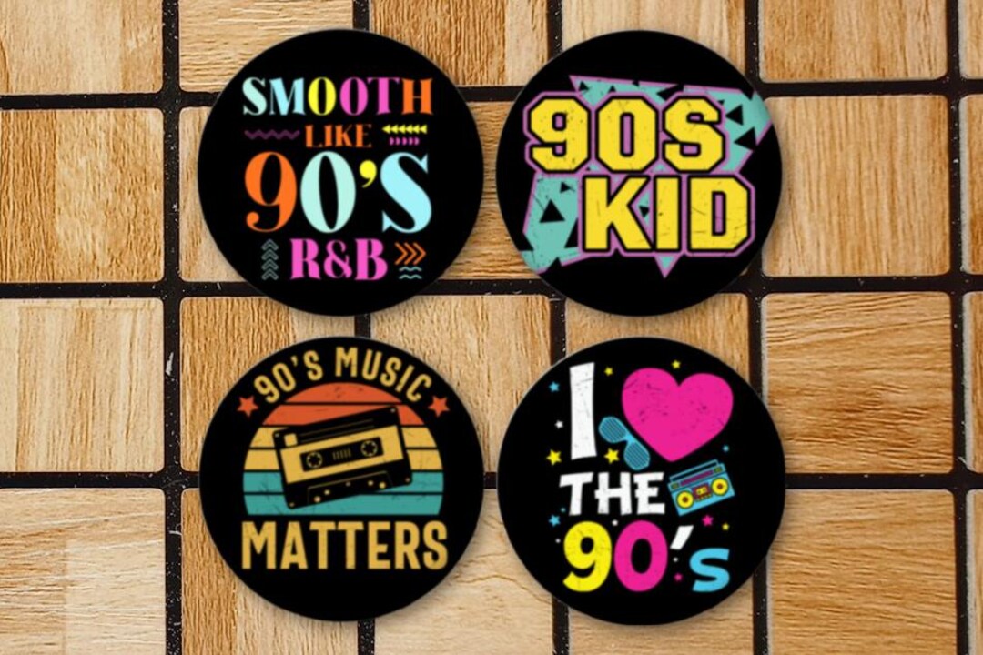 Set of 4 Large 1990s 90's Magnets or Pinback Buttons - 2.25" Size ...