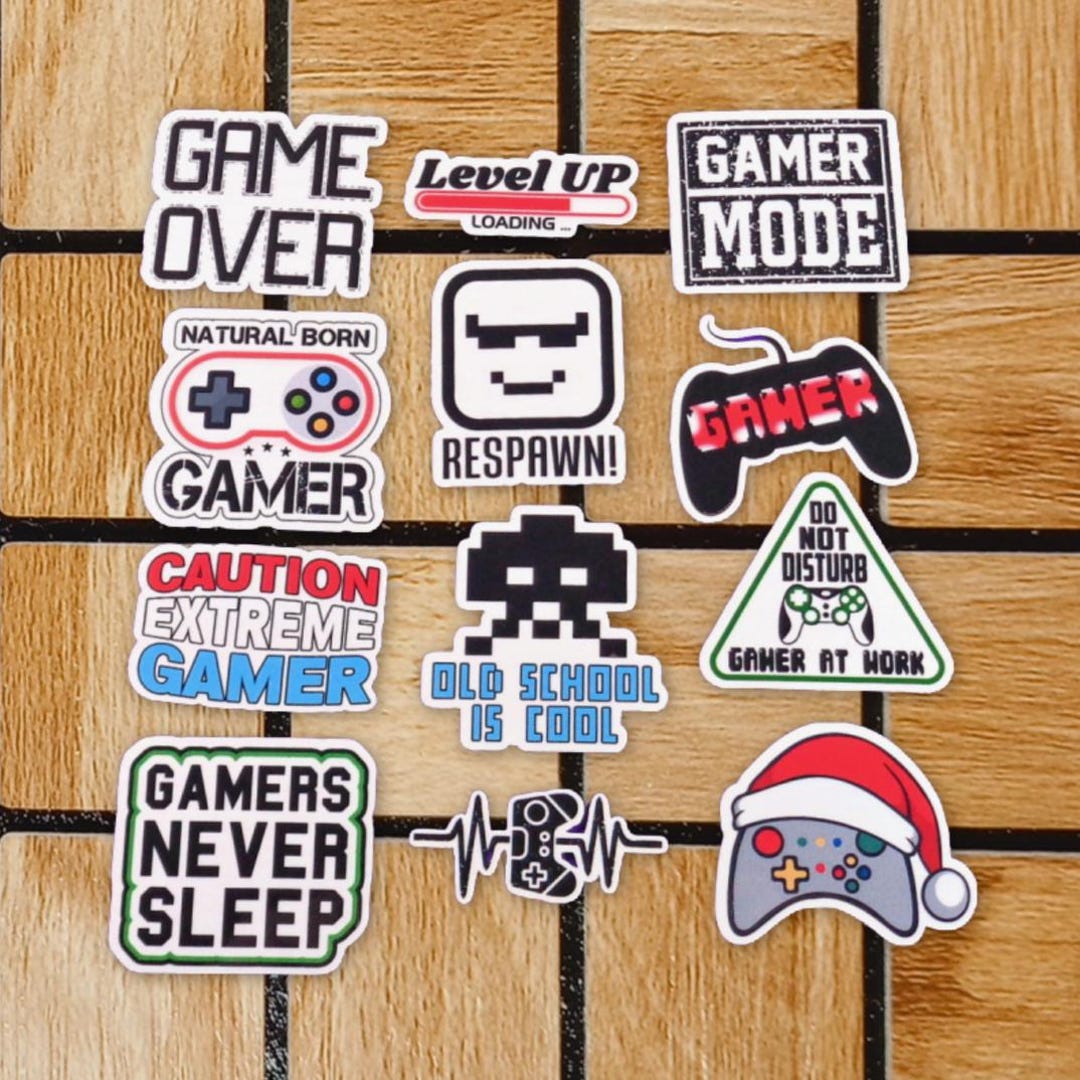 Set of 12 Gaming Gamer Stickers Gaming Sticker Pack 2 Die Cut Laptop ...