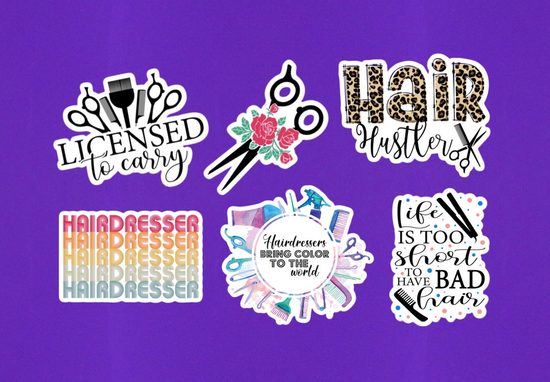 Hairdresser Sticker Pack Set of 6 Stickers 3" on Their Longest Side ...