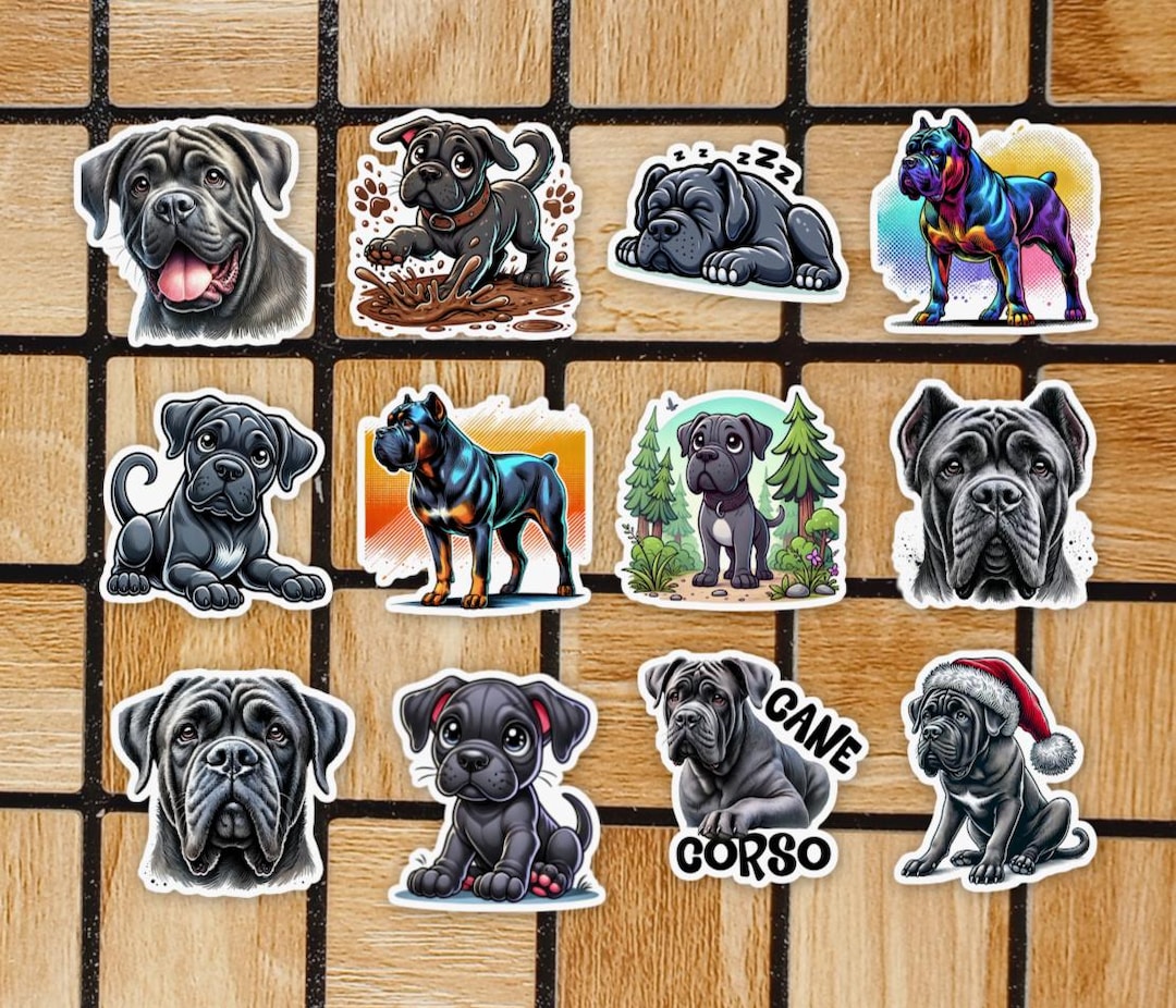 Set of 12 Cane Corso Stickers - 2" Die Cut Sticker Pack - Cute Animal ...