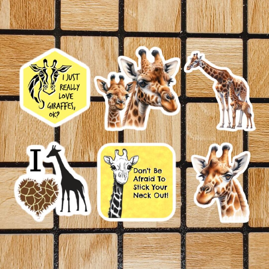 Giraffe Sticker Pack - Set of 6 Die Cut Stickers - 3" Die Cut Vinyl ...