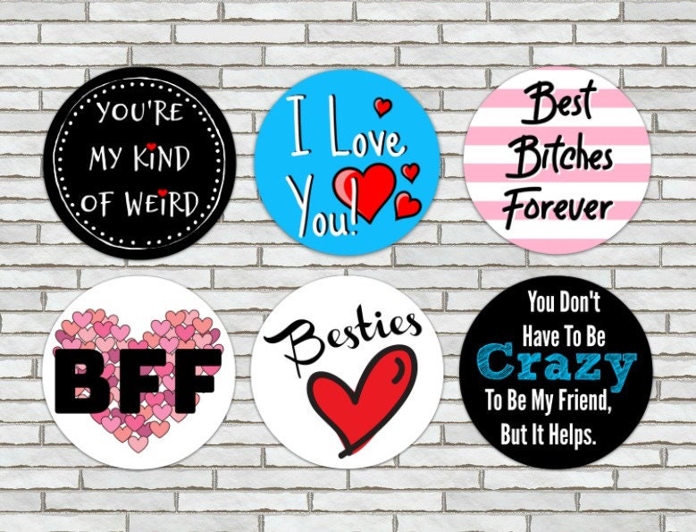 Set Of 6 Best Friend Themed 1.25 Pinback Button Pins | Etsy