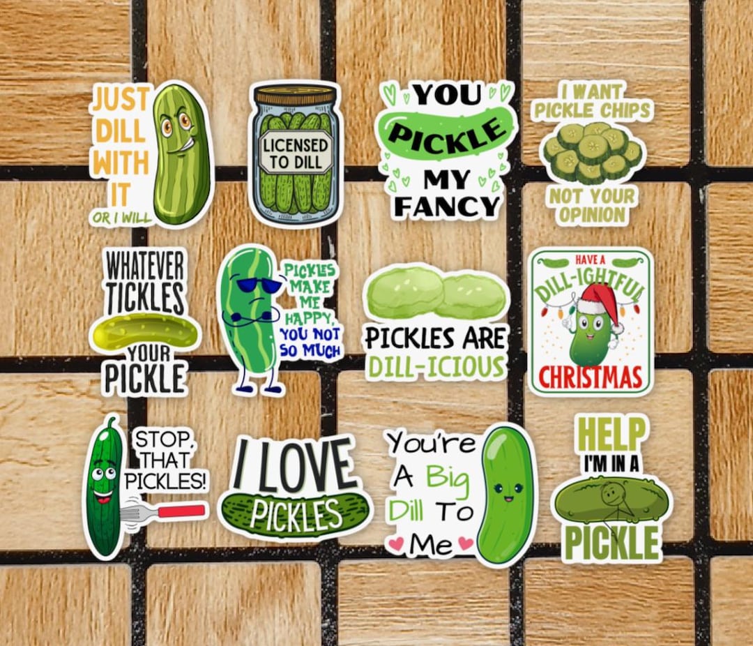 Funny Pickle Sticker Pack - Set of 12 Pickle Stickers - Cute Pickle ...