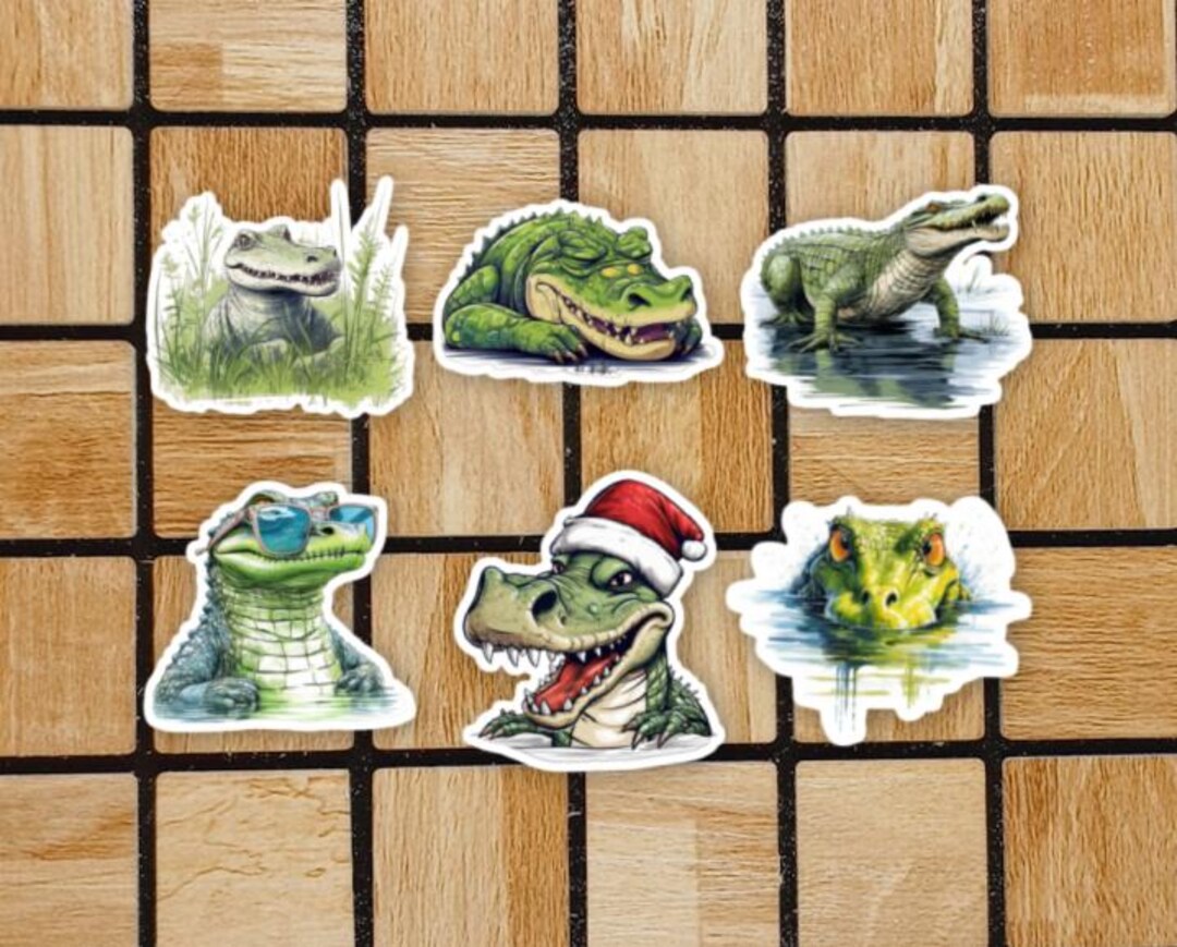 Set of 6 Alligator Stickers - Custom Size 2" or 3" - Reptile Sticker ...