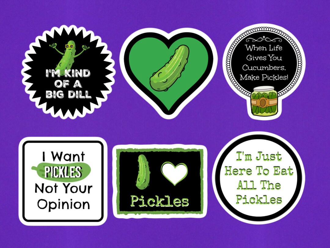 Funny Pickle Sticker Pack Set of 6 Pickle Stickers Pickle Lover Gifts ...