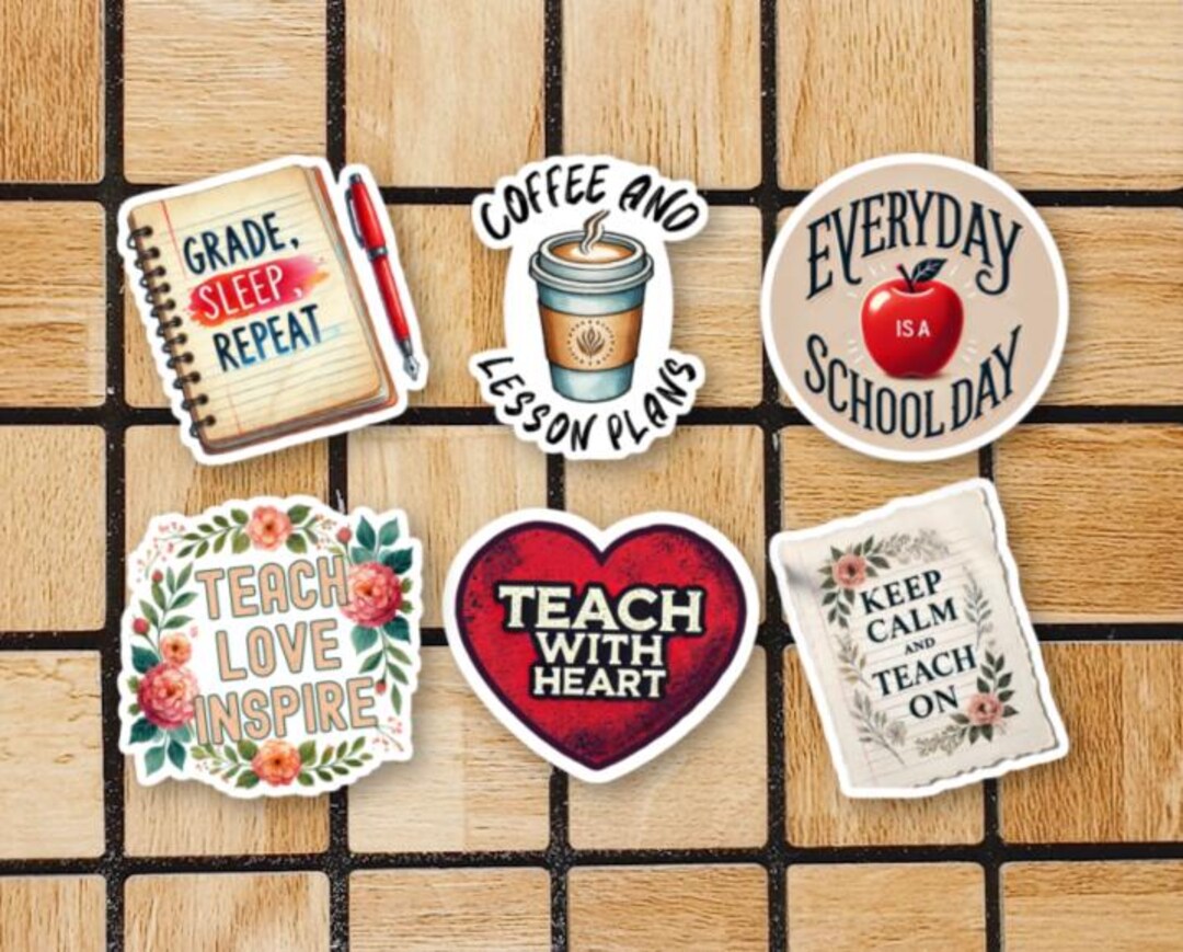 Set of 6 Teacher Stickers 3" - Teacher Gifts - Teacher Appreciation ...