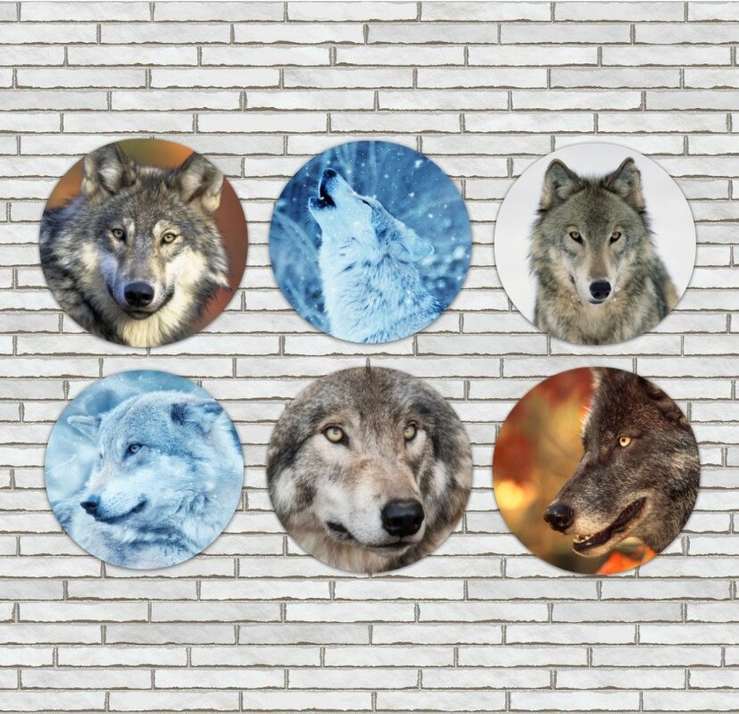 Set of 6 Wolf Wolves 1.25 Pinback Buttons Magnets or - Etsy