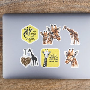 Giraffe Sticker Pack - Set of 6 Die Cut Stickers - 3" Die Cut Vinyl ...