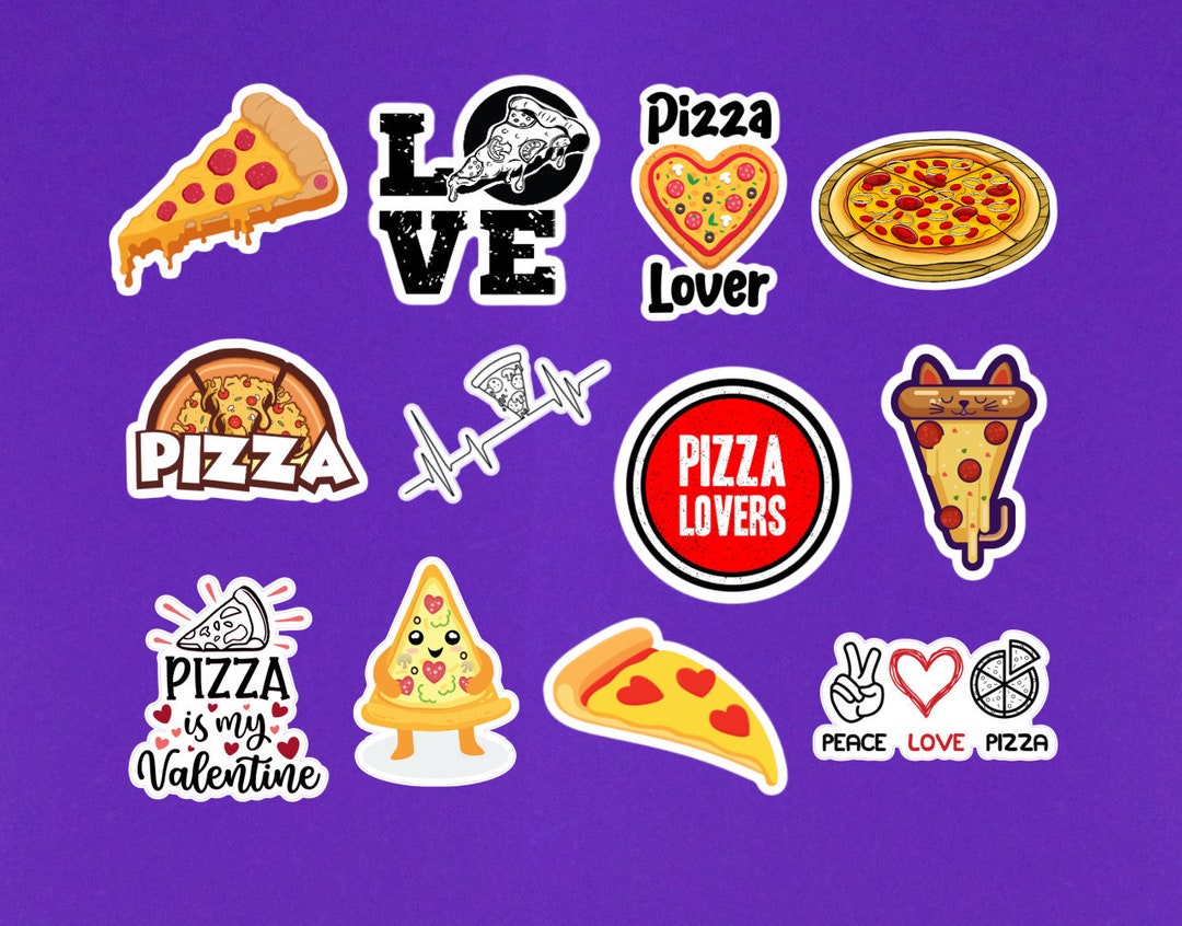 Pizza Lovers Sticker Set of 12 Pizza Stickers 2 on Their Longest Side ...