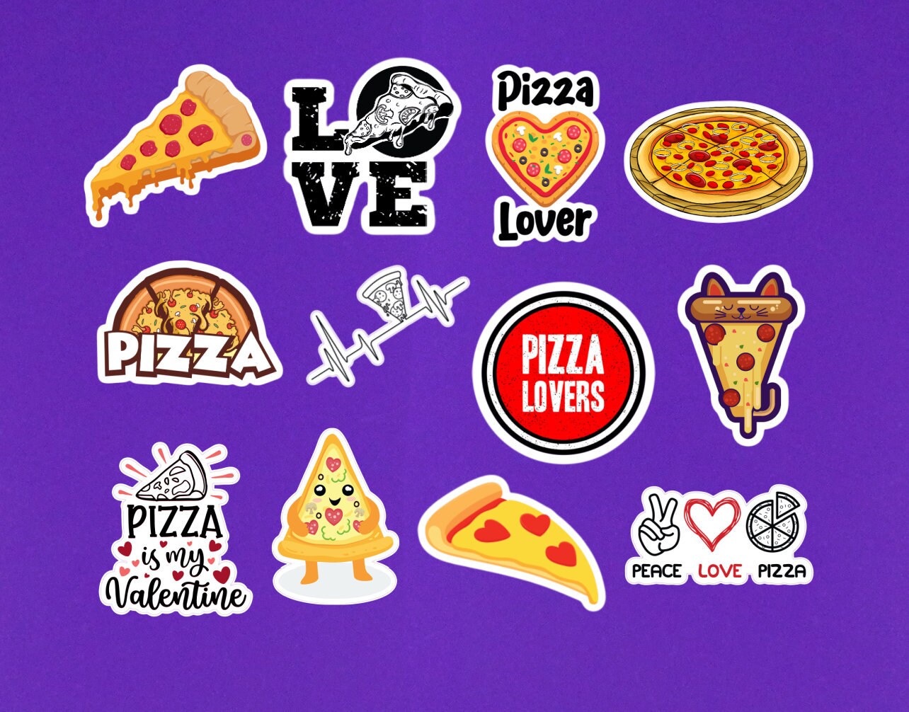 Pizza Lovers Sticker Ensemble de 12 autocollants pizza 2 Sur | Etsy