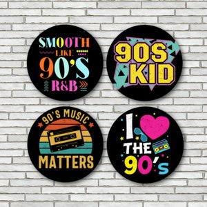 Set of 4 Large 1990s 90's Magnets or Pinback Buttons 2.25 Size ...