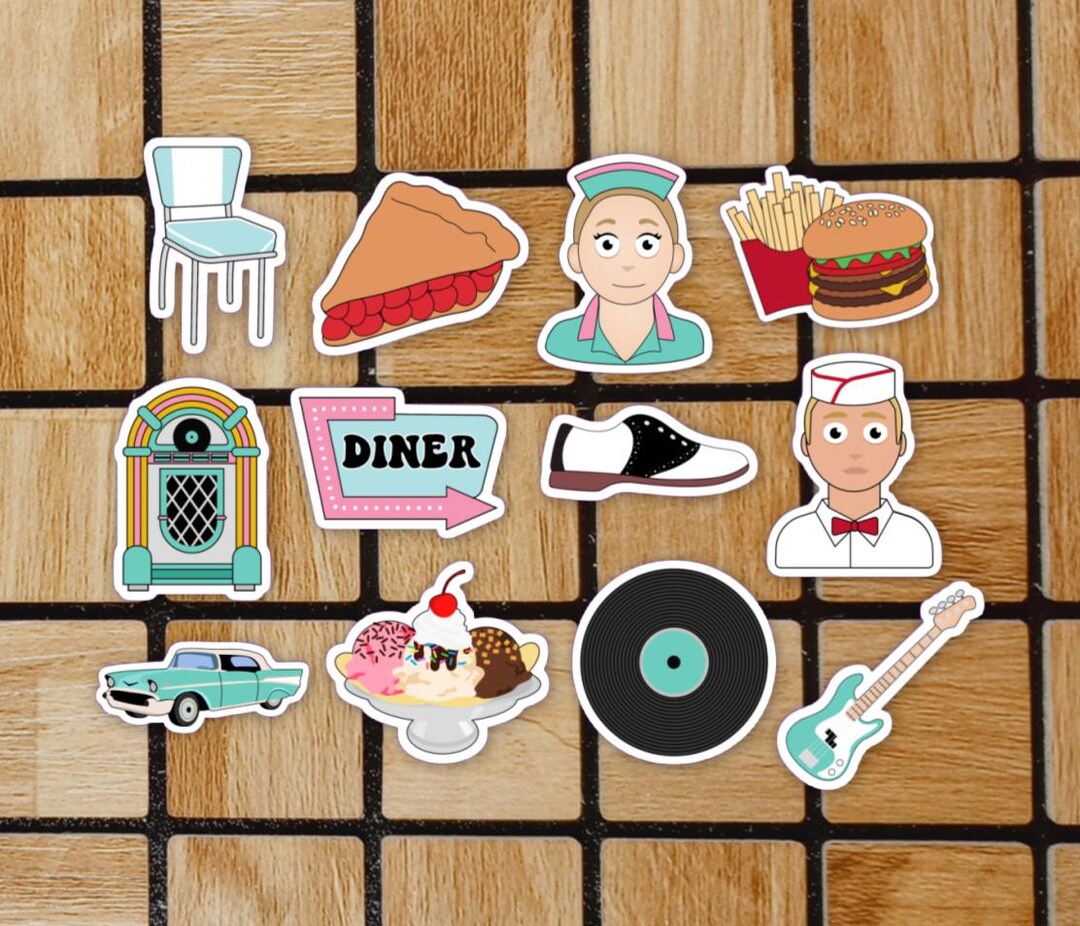 1950s 50s Diner Themed Stickers Set of 12 Sticker Pack 2" on Their ...