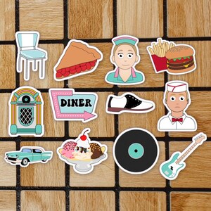 1950s 50s Diner Themed Stickers Set of 12 Sticker Pack 2" on Their ...