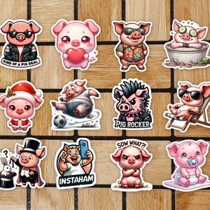 Set of 12 Cute Pig Stickers Pack 2 Size Pig Gifts for Pig Lovers Funny ...