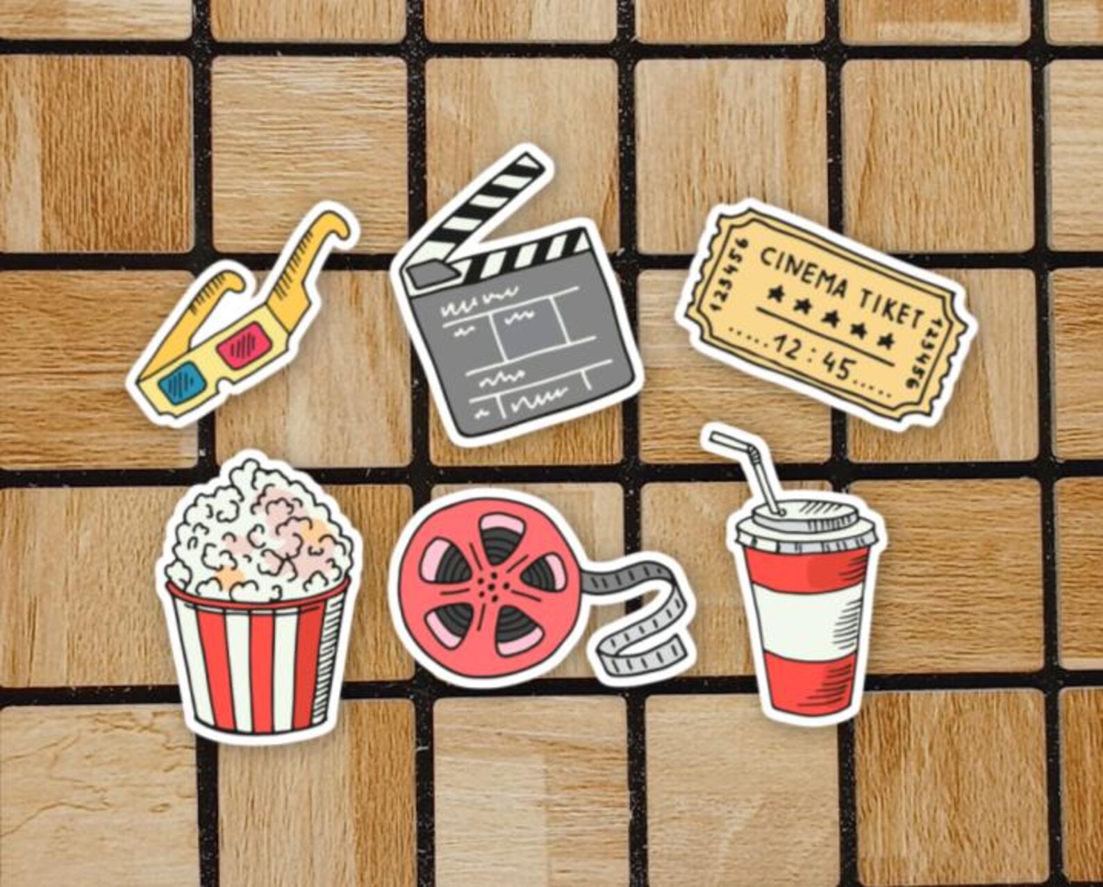Movies Sticker Pack Set of 6 Mini Stickers 2" or 3" Die Cut Stickers ...