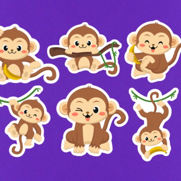 Cute Monkey Stickers - Etsy
