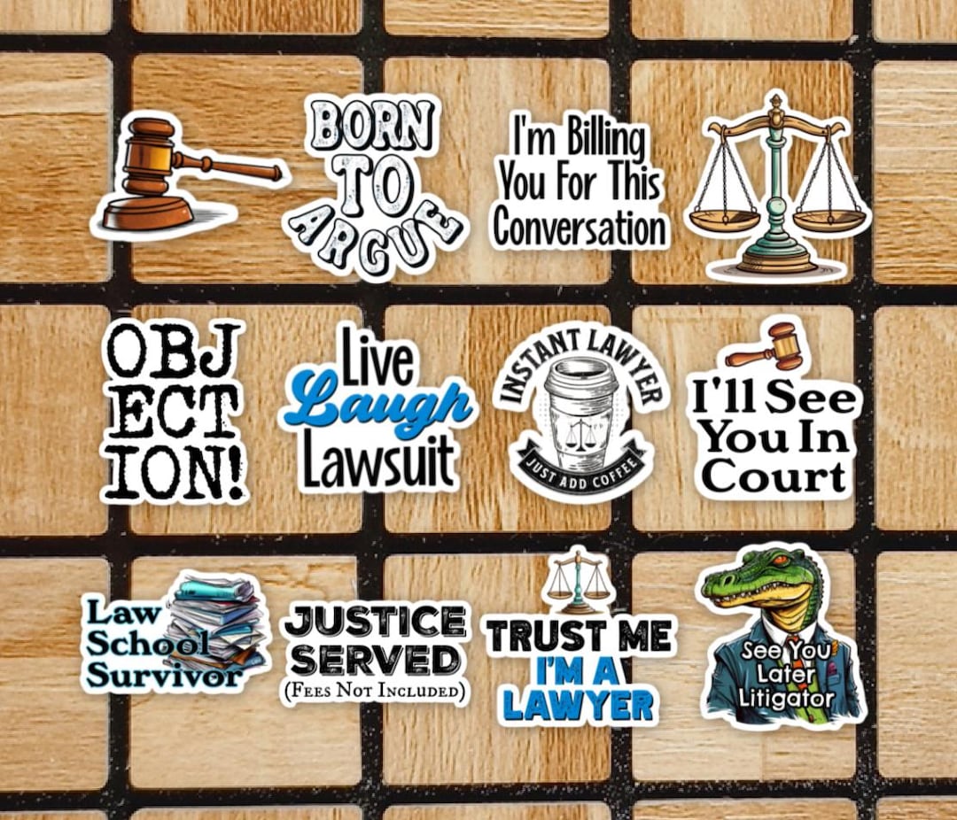 Set of 12 Funny Lawyer Stickers - Assorted 2" Die Cut Sticker Pack ...