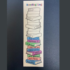 Stacked Books Printable Book Log | Printable Digital Bookmark | Reading ...