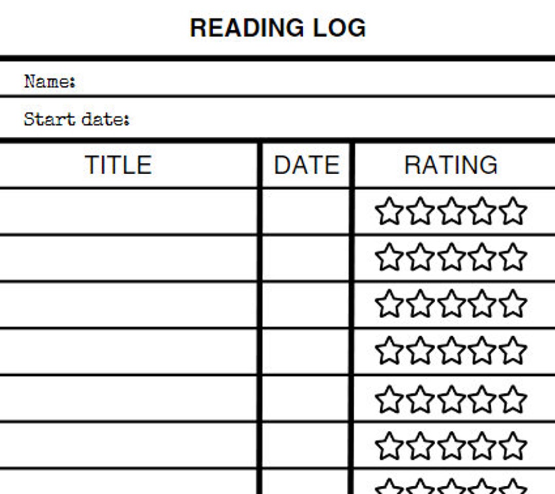 Library Due Date Card-inspired Reading Log | Printable Digital Bookmark ...