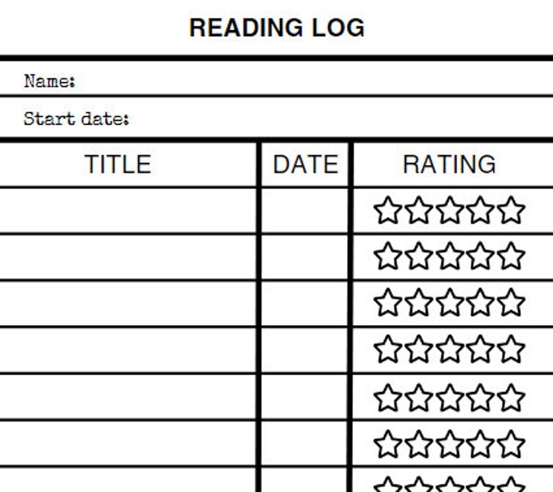 Library Due Date Card-inspired Reading Log | Printable Digital Bookmark ...