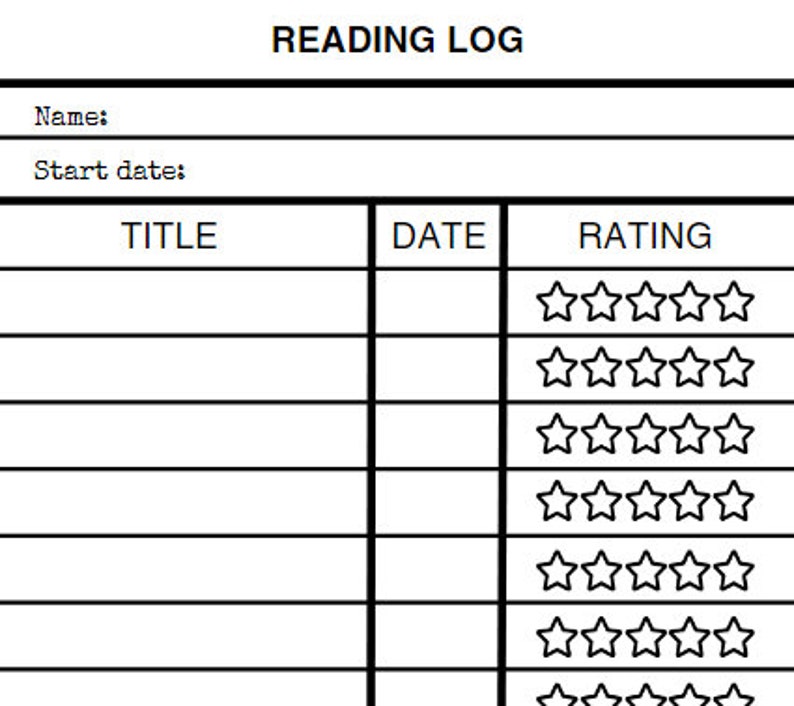 Library Due Date Card-inspired Reading Log | Printable Digital Bookmark ...