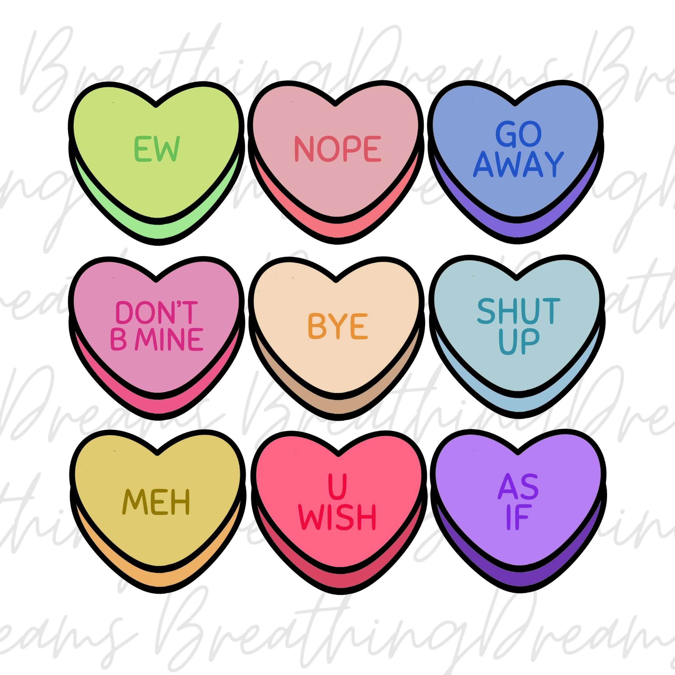 Anti Valentine's Day Candy Hearts PNG | Conversation Hearts PNG | Candy ...