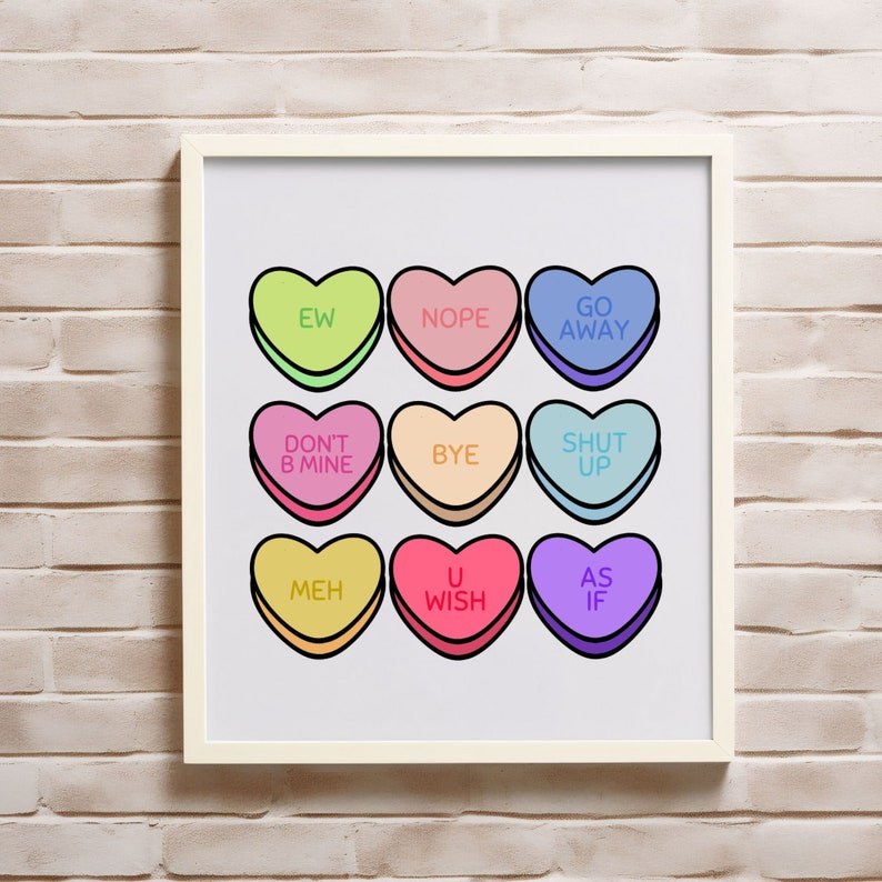 Anti Valentine's Day Candy Hearts PNG | Conversation Hearts PNG | Candy ...