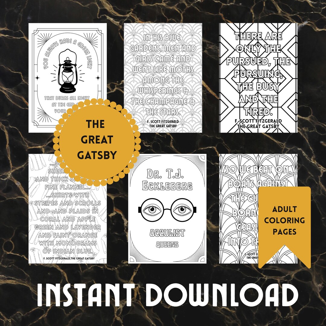 The Great Gatsby Coloring Pages | Literary Coloring Sheets | Library or ...