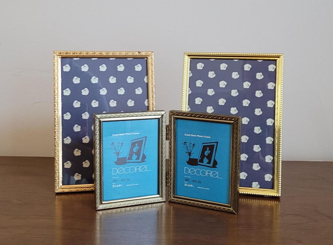 Vintage Set Mix Match Gold Tone Metal Photo Frames With Glass & Fold ...