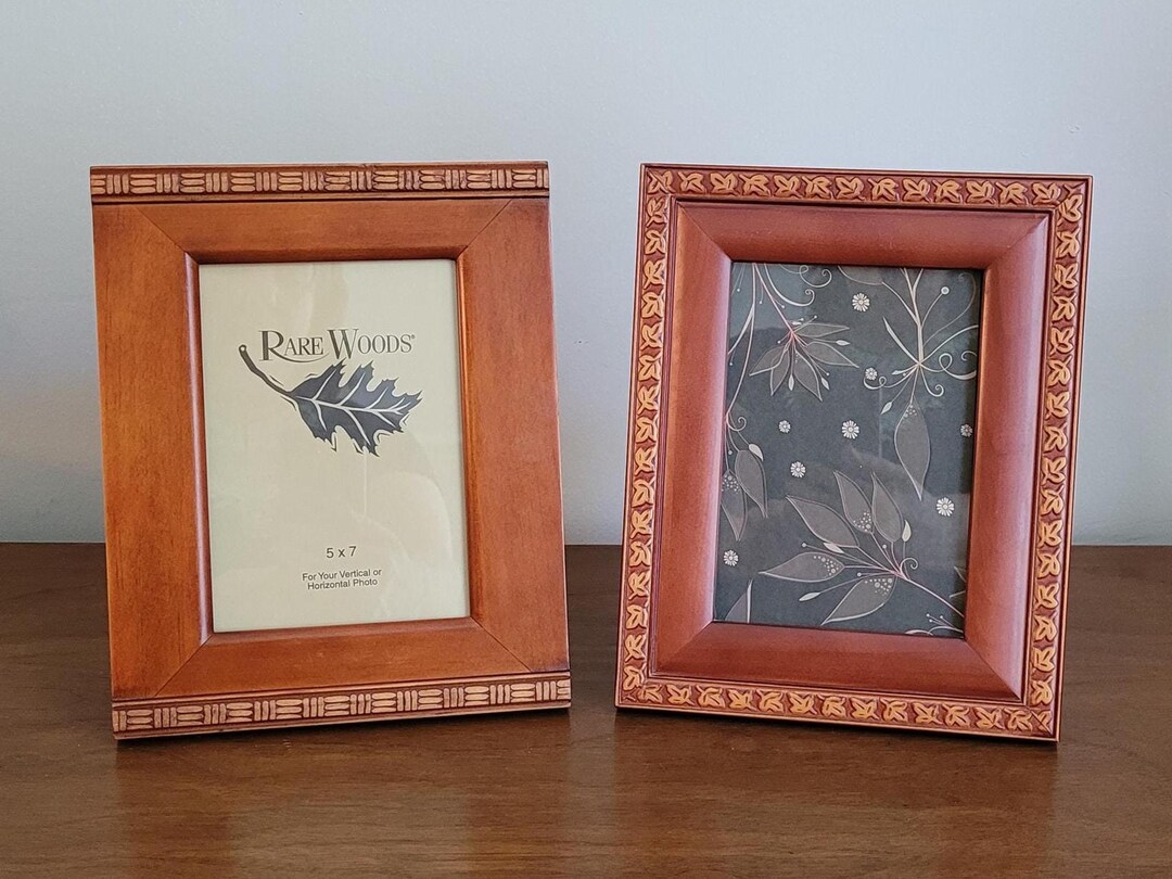 Vintage Wood Photo Frames: Carved Borders, 5x7, Rare Woods Line - Etsy