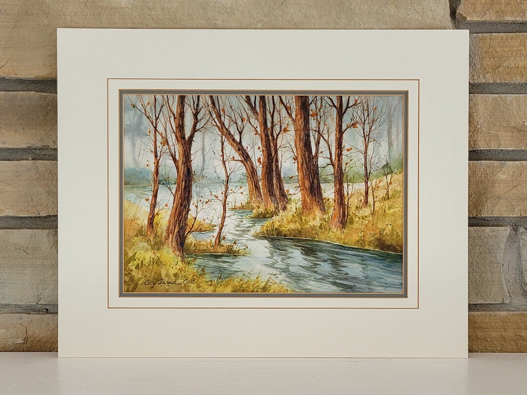 Original Watercolor Painting – Autumn Bayou Landscape, Cecy Turner ...