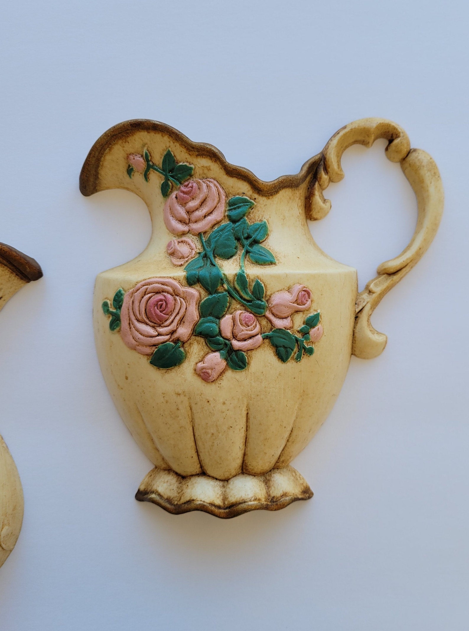 Vintage Pair Cream-colored Victorian Pitchers W/ Pink Roses - Etsy