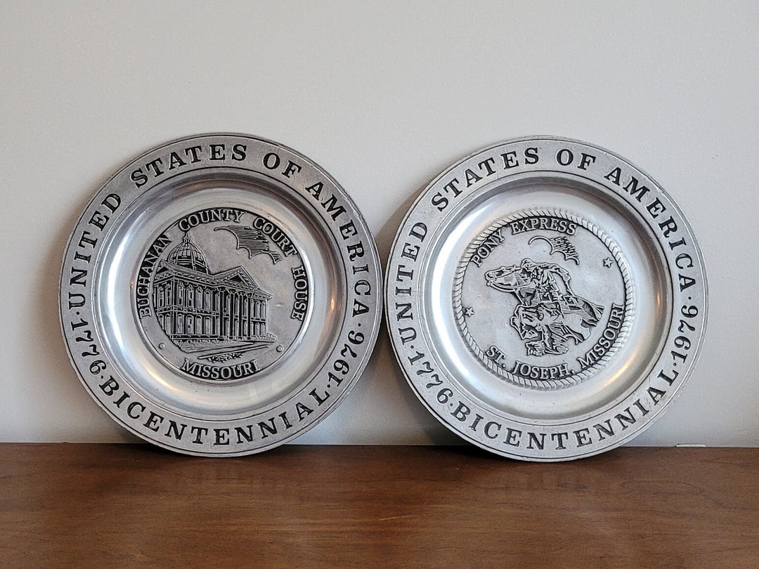 Pair Metal 1976 Bicentennial Plates for Missouri - Pony Express St ...