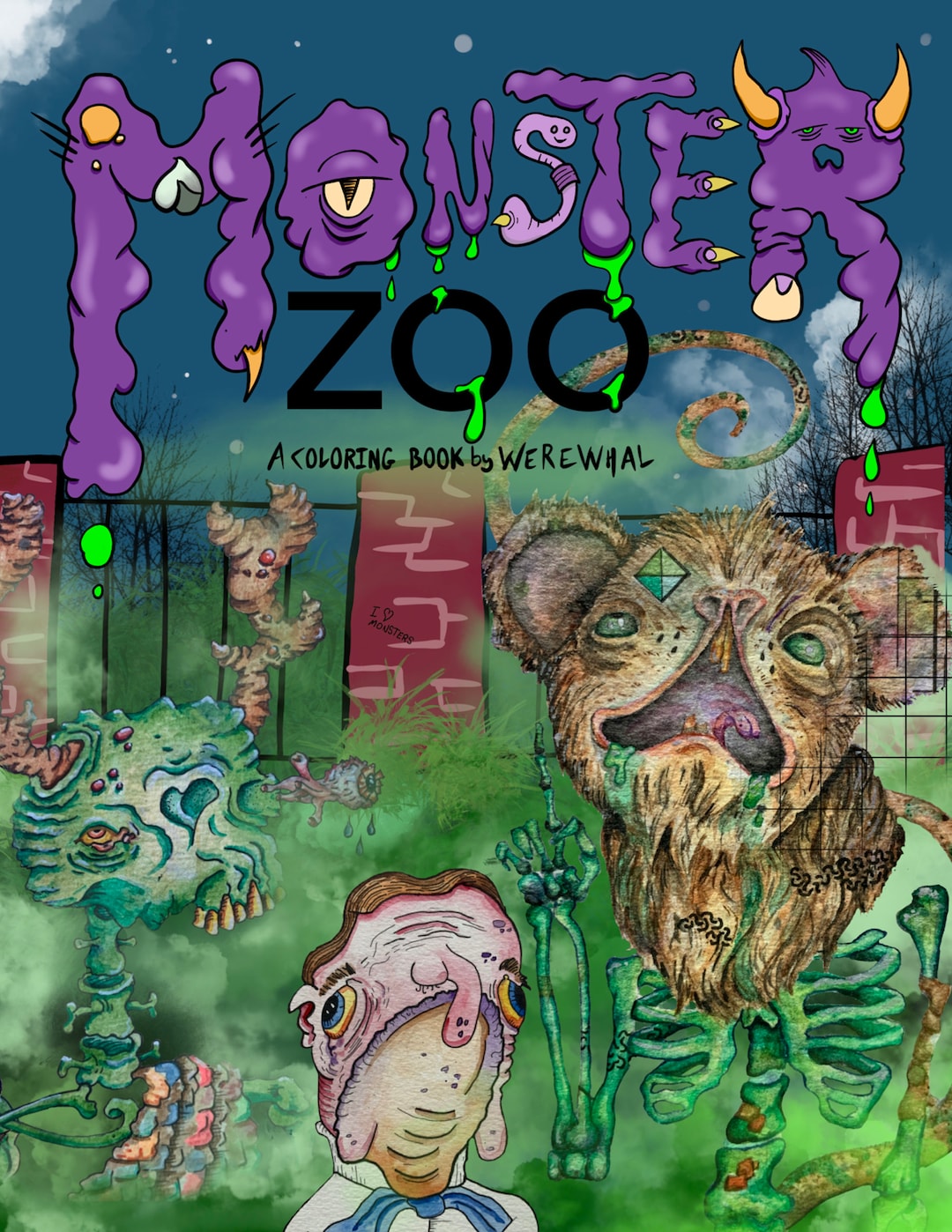 Monster Zoo: an Adult Coloring Book - Etsy