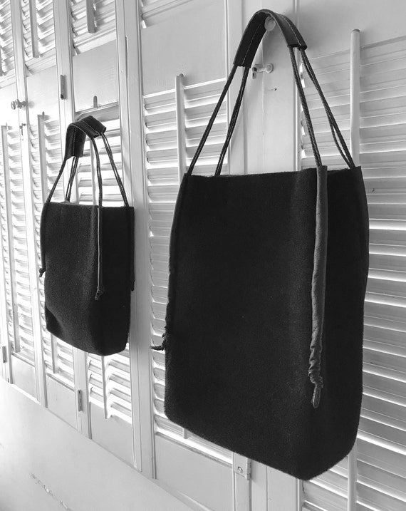 Black Felt Tote Bag Small Size | Etsy