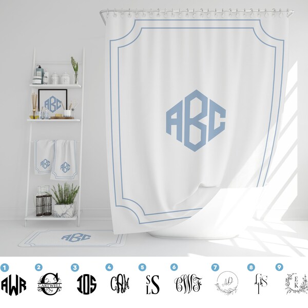 Monogrammed Shower Curtain - Etsy