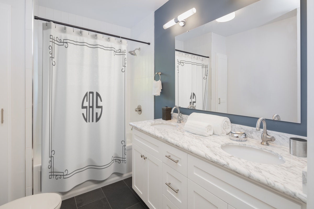 Monogrammed Shower Curtain Unique and Personalized Bathroom - Etsy