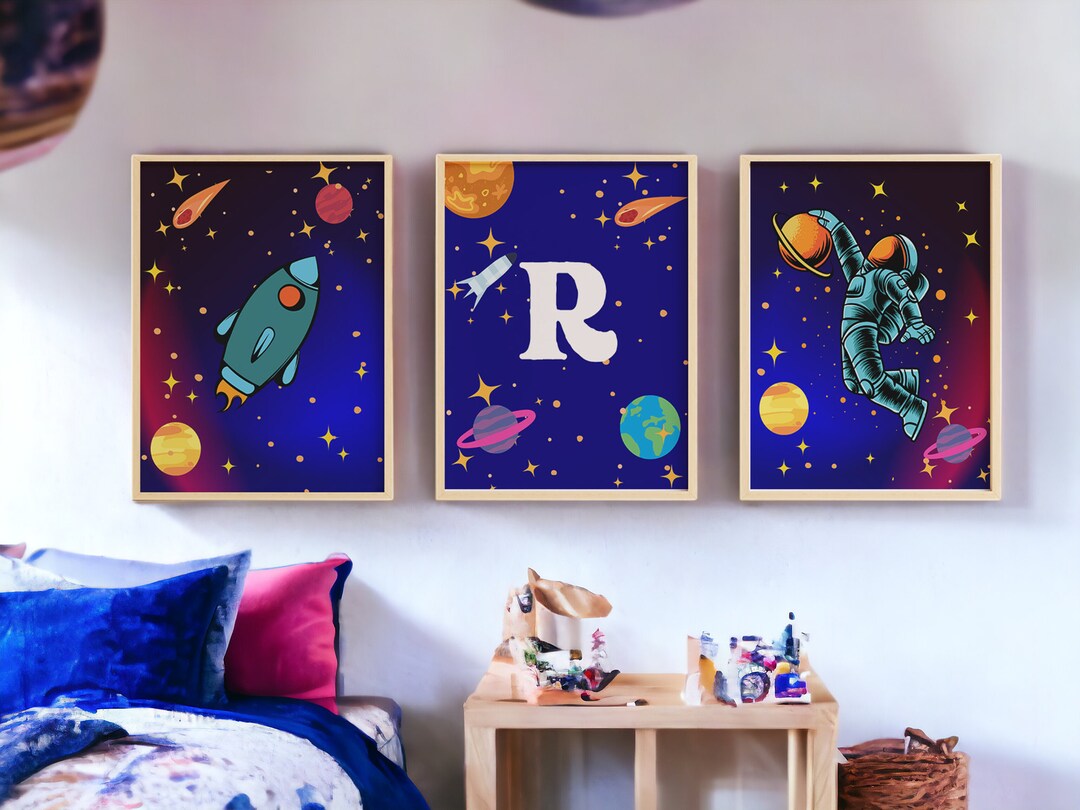 Personalized Space Initial Printable Set for Kids Space-themed Initial ...