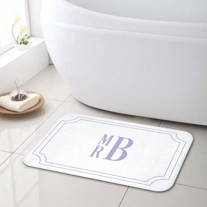 Lavender Monogrammed Bath Mat | Custom Monogram Shower Decor | Initials ...