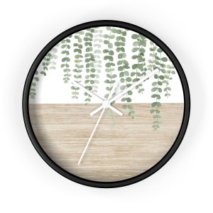Eucalyptus Leaves Round Wooden Wall Clock Leaves and Branches Quiet ...