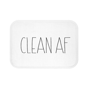 Clean AF Funny Bath Mat Unique Bathroom Decor Black & White Machine ...