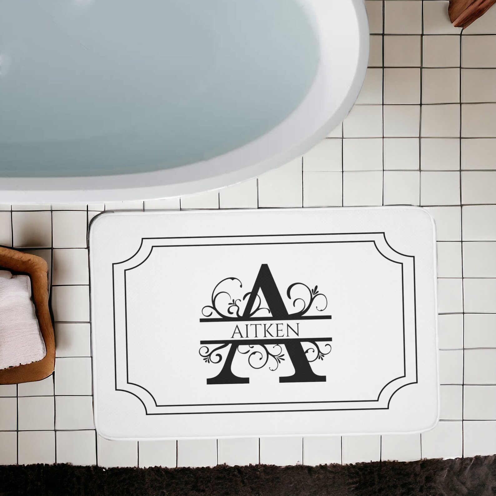 Any Color Monogrammed Bath Mat Elegant Bath Mat With Your Own Monogram ...